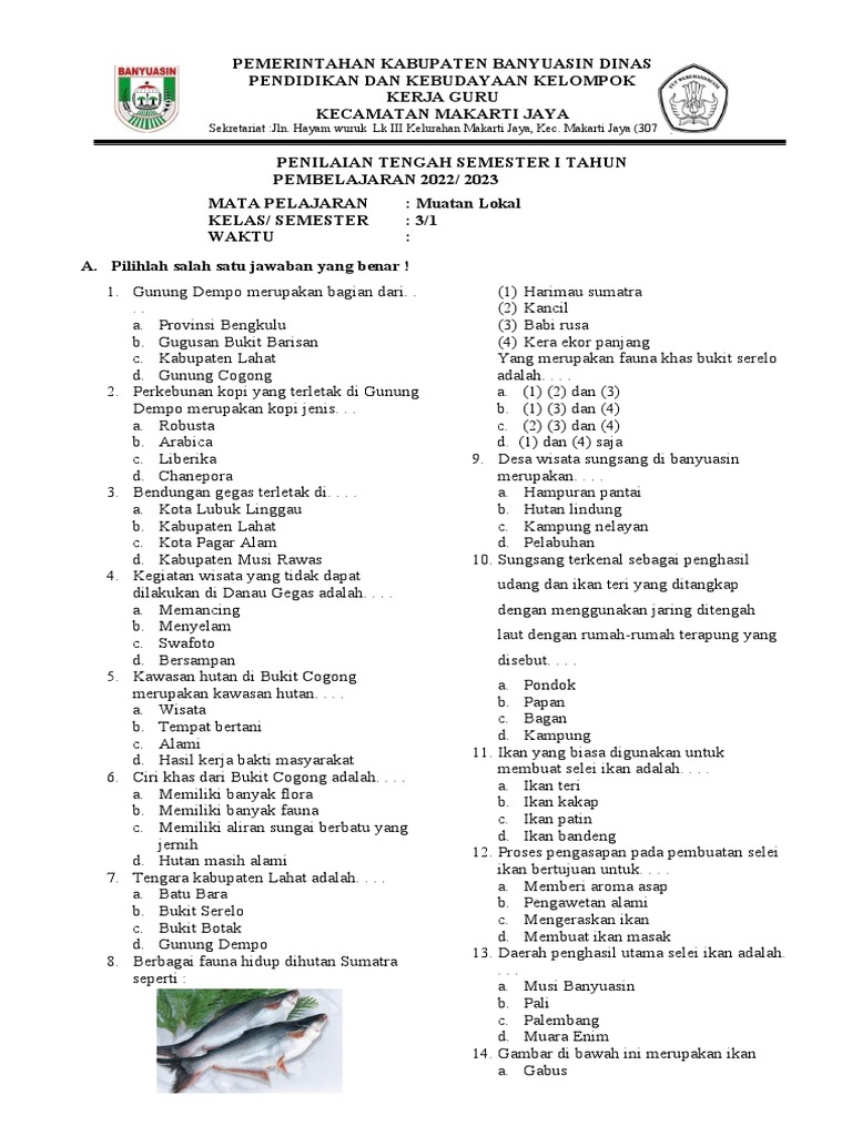 Soal Kelas 3 Mulok | PDF