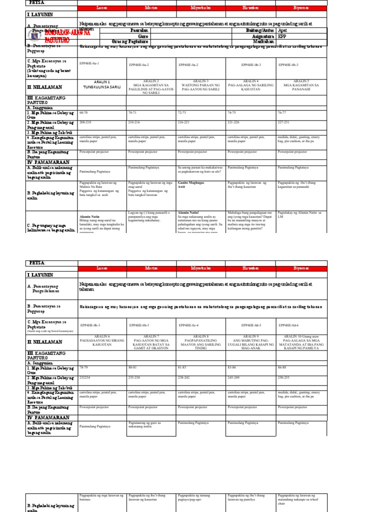 DLL EPP Home Economics | PDF