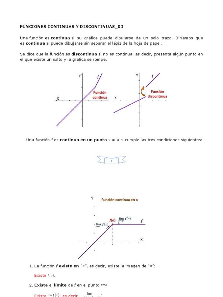 Clase 6 FUNCIONES CONTINUAS Y DISCONTINUAS - 03 | PDF | Función continua | Matemáticas