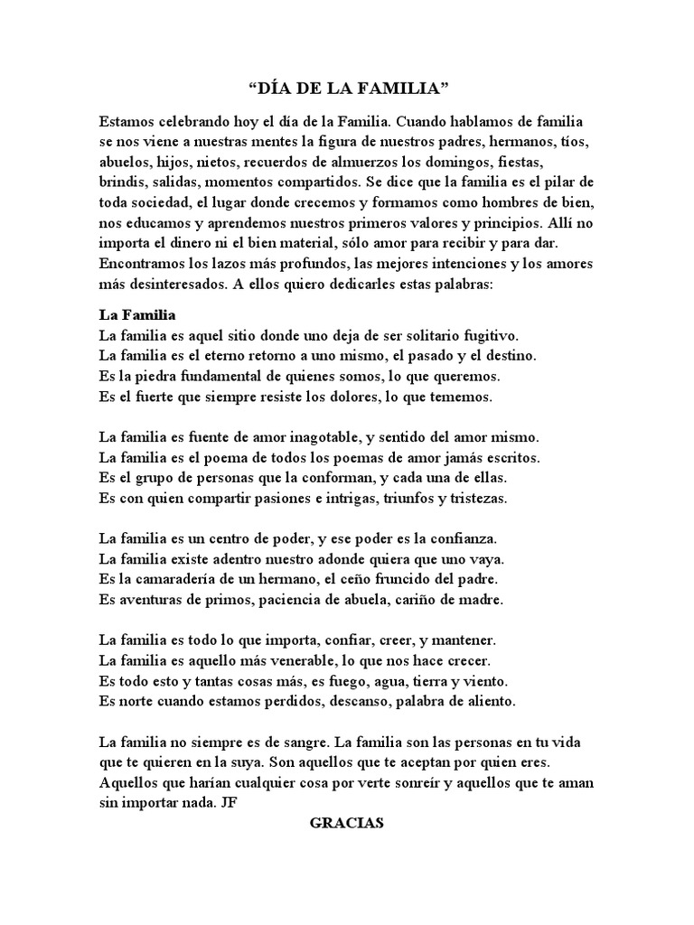Discurso Dia de La Familia | PDF