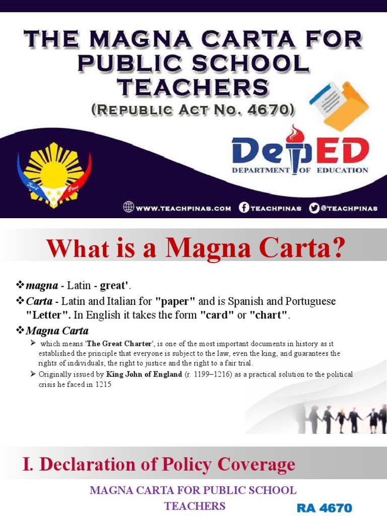 MAGNA CARTA For Public School Teachers RA 4670 | PDF | Cost Of Living ...