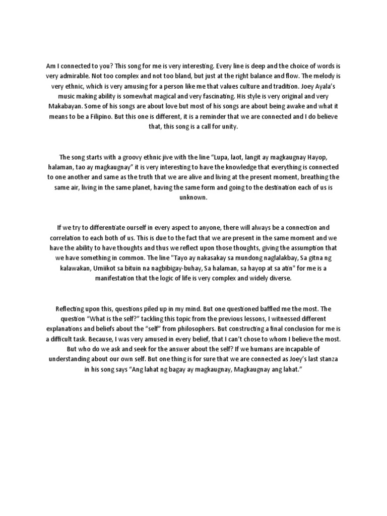 Song Analysis - Magkaugnay - Joey Ayala | PDF | Philosophy | Science ...
