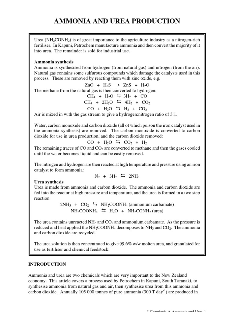 Ammonia and Urea Production | PDF