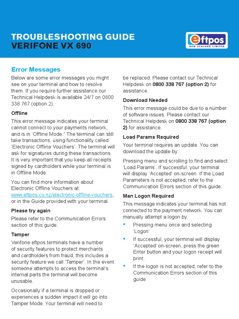 Vx690 Trouble Shooting Guide Aug16 v3 | PDF | Computer Terminal | Computing