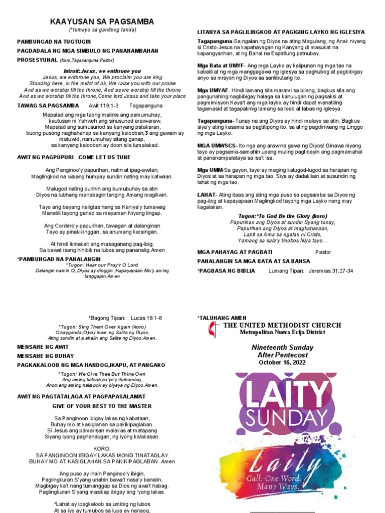 October 16 Laity Sunday | PDF