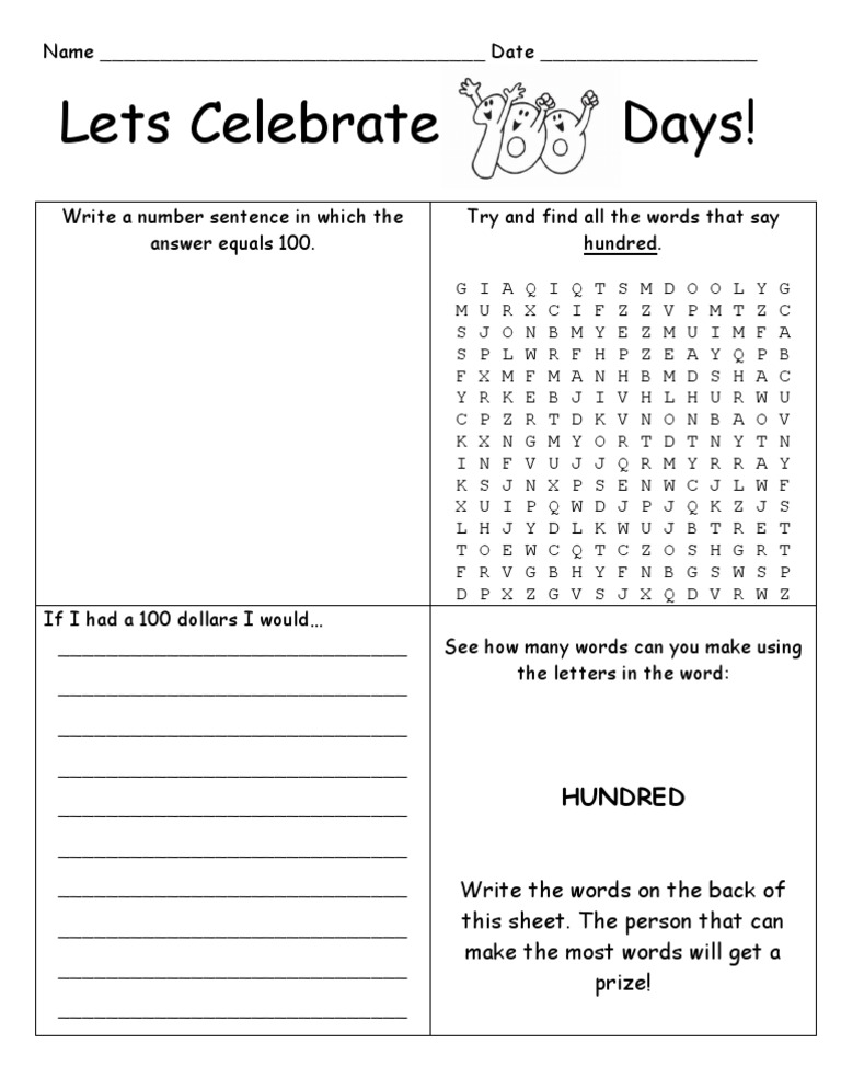 Fun Activities for Learning 100 | PDF