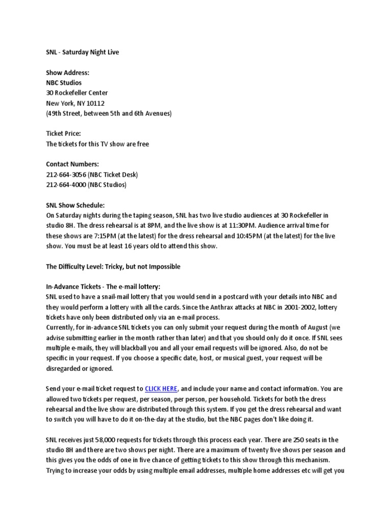 NYTIX | Download Free PDF | Saturday Night Live | Entertainment