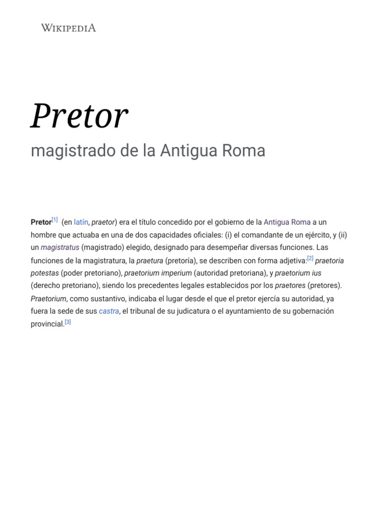 El Pretor: Magistrado de la Antigua Roma con Funciones Judiciales y ...