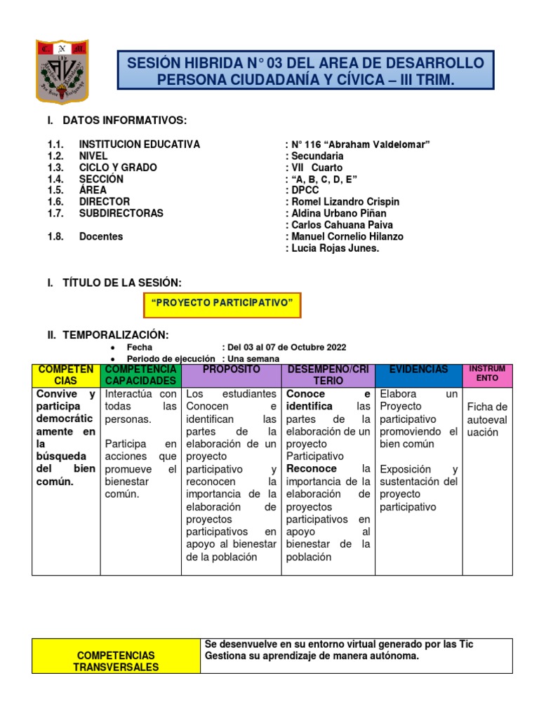 SESION 03 III Trimestre DPCC 4° GRADO | PDF | Aprendizaje | Cognición