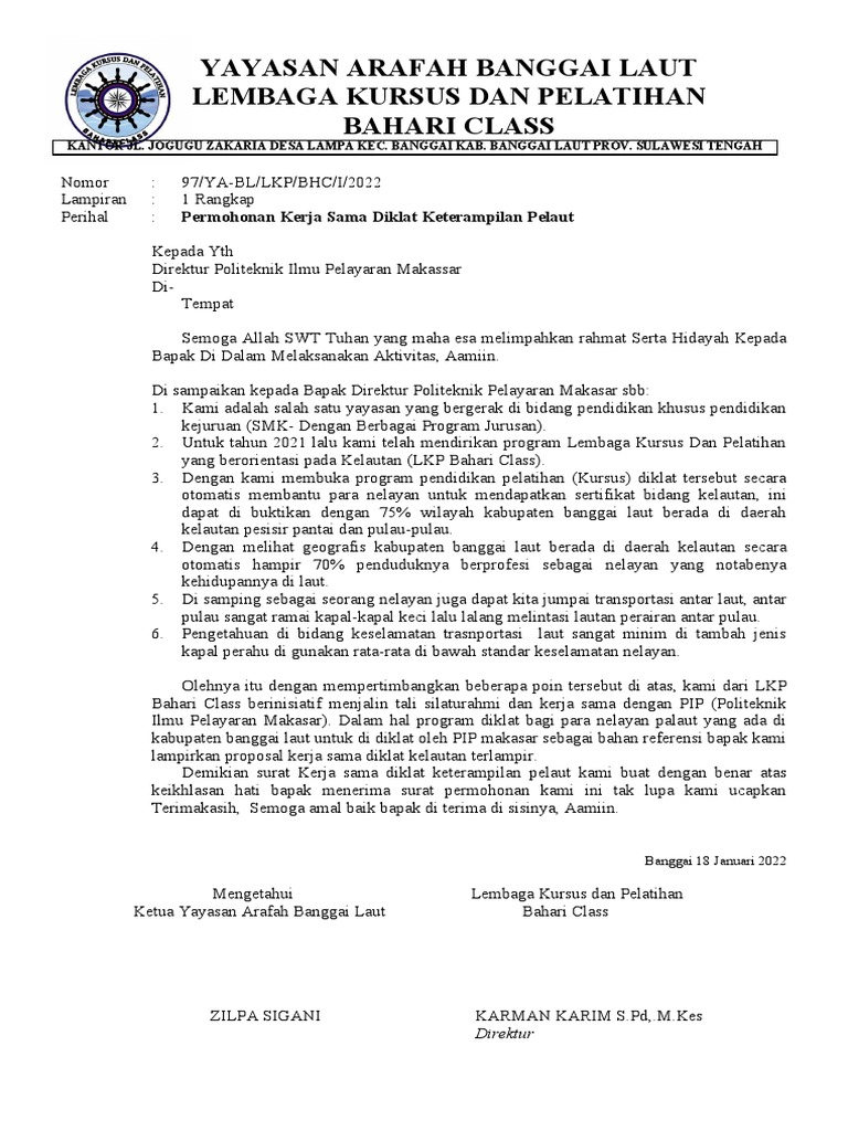 Kop Surat LKP Bahari Class | PDF