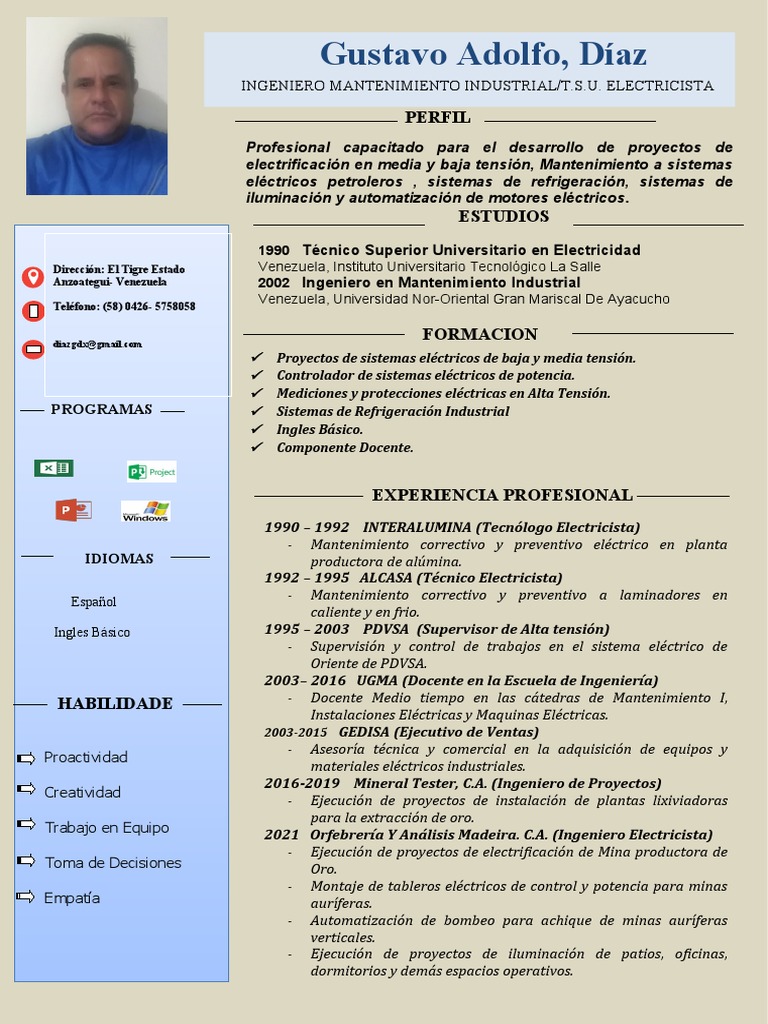 Ejemplo de Curriculum Vitae | PDF | Electricista | Ingeniería