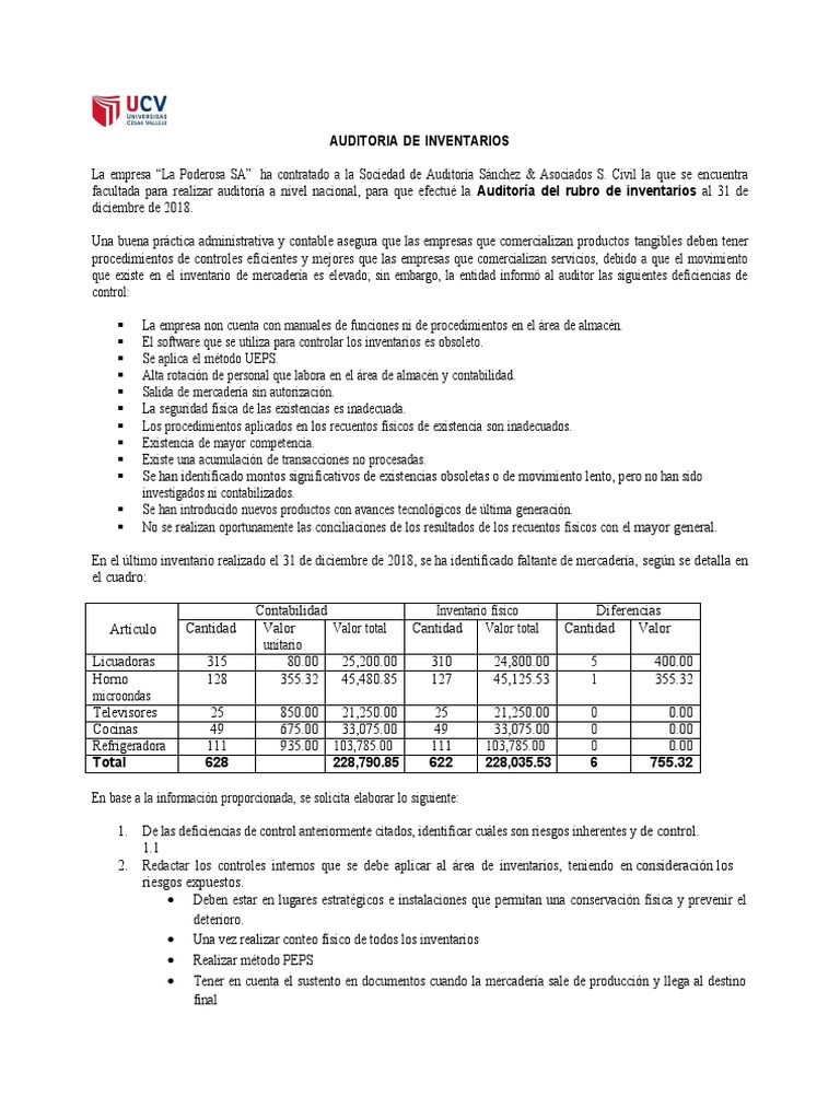 Grupo 4 CASO 3 Existencias | PDF | Auditoría | Contabilidad