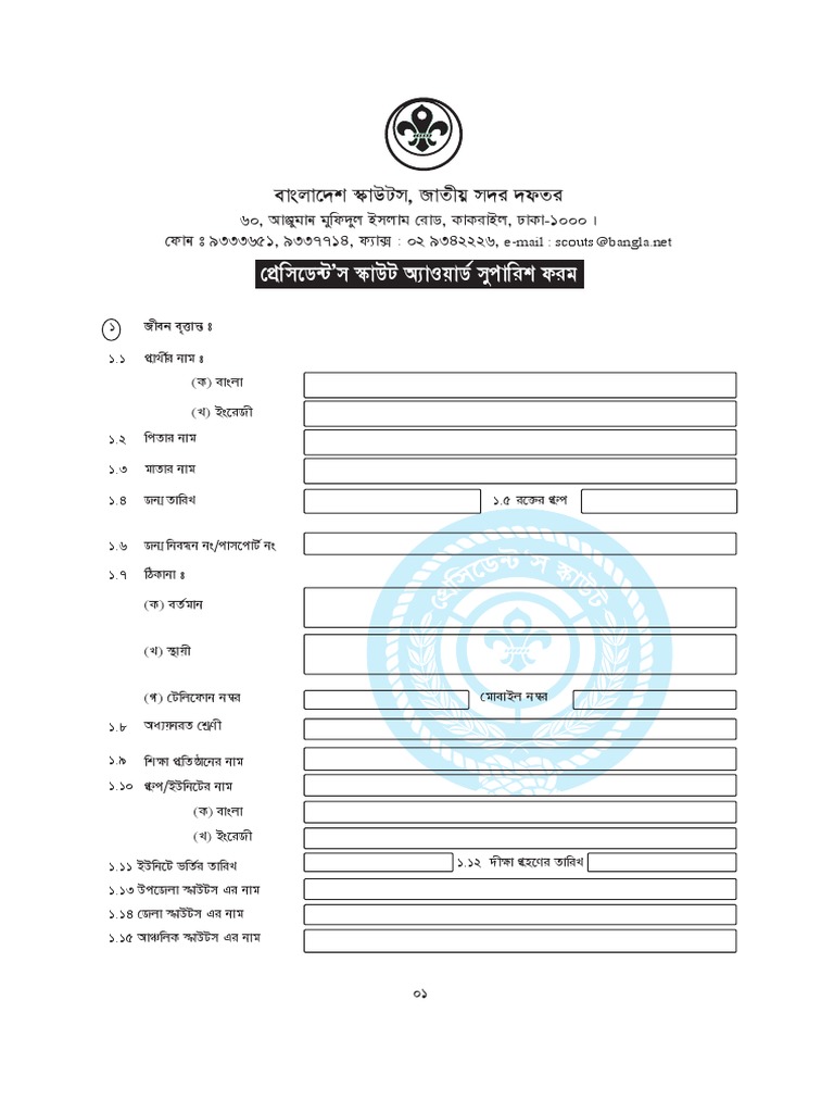 President Scout Award Application Form | PDF