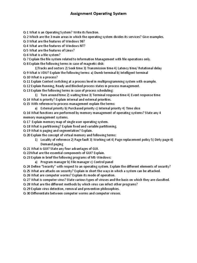 Assignment Operating System | PDF | Operating System | Process (Computing) Assignment Operating System | PDF | Operating System | Process (Computing)