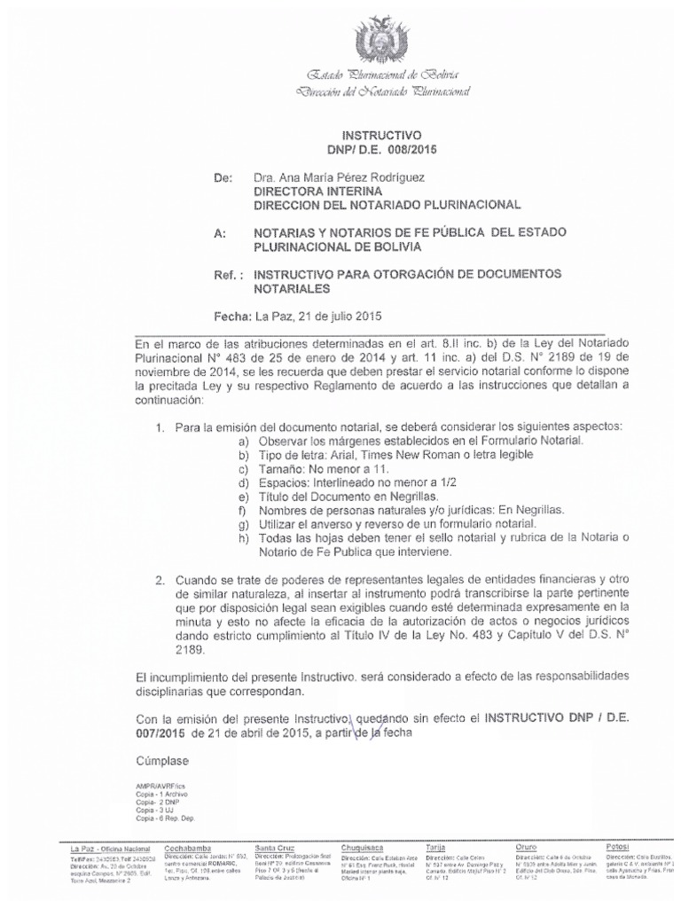 INSTRUCTIVO-008-20015-ORGACION-DE-DOCUMENTOS-NOTARIALES. Import | PDF