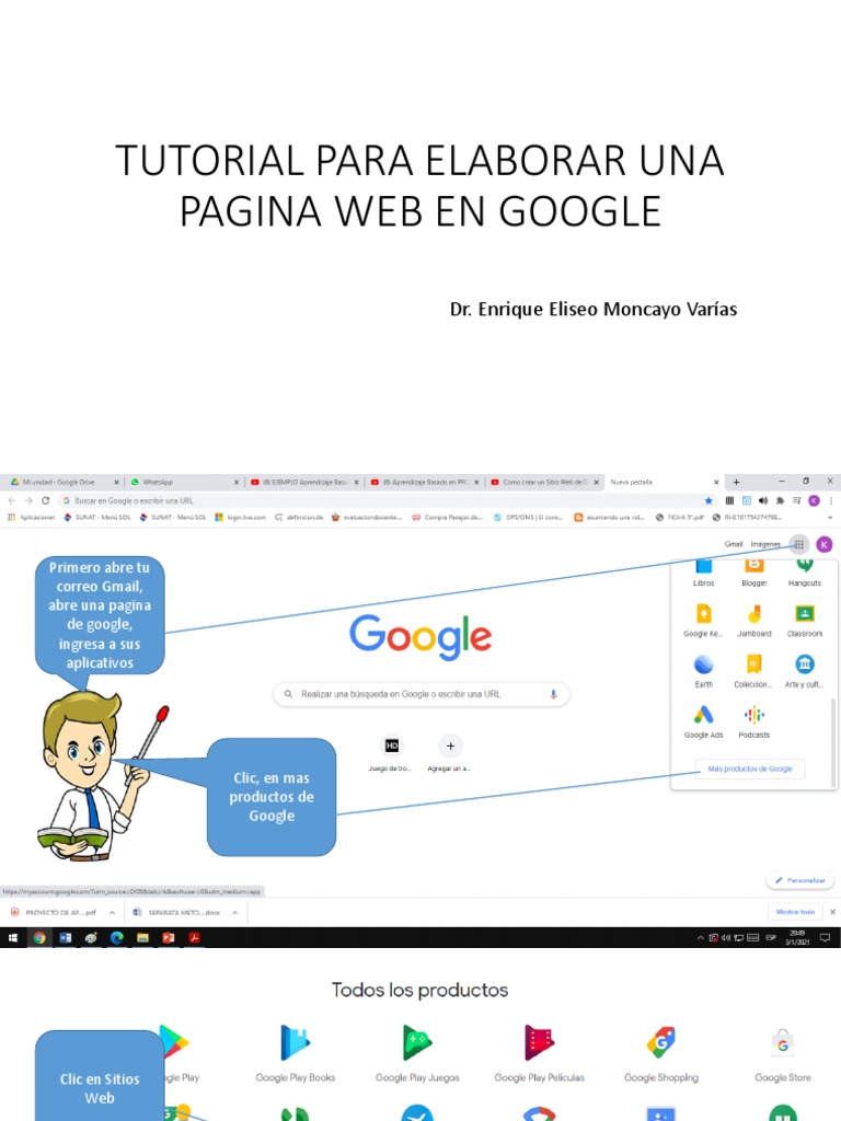 Tutorial para Elaborar Una Pagina Web en Google | PDF | Archivo de ...