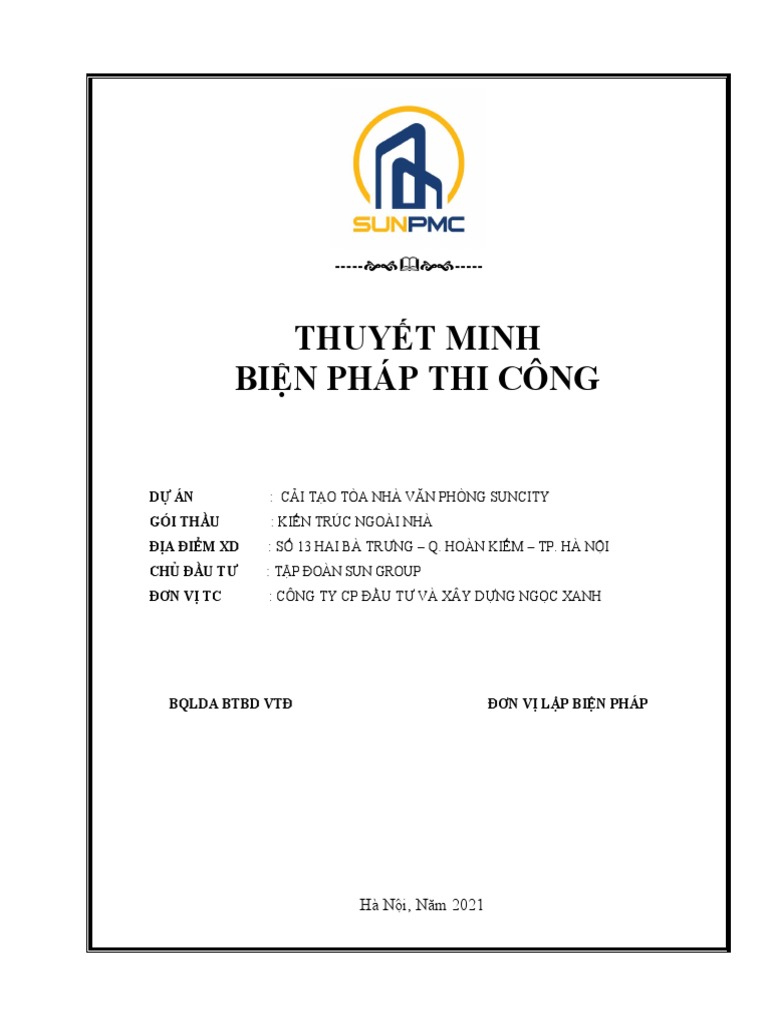Thuyết minh BPTC đu dây tòa nhà Suncity | PDF