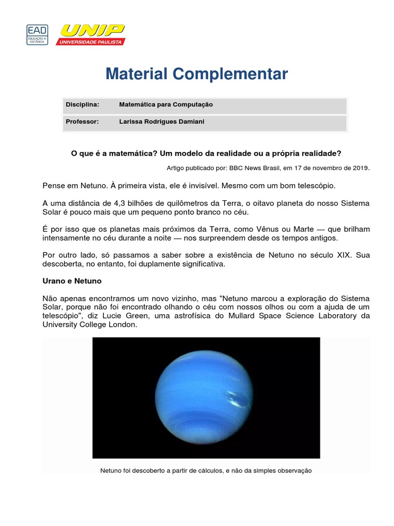 Material Complementar | PDF | Matemática | Netuno