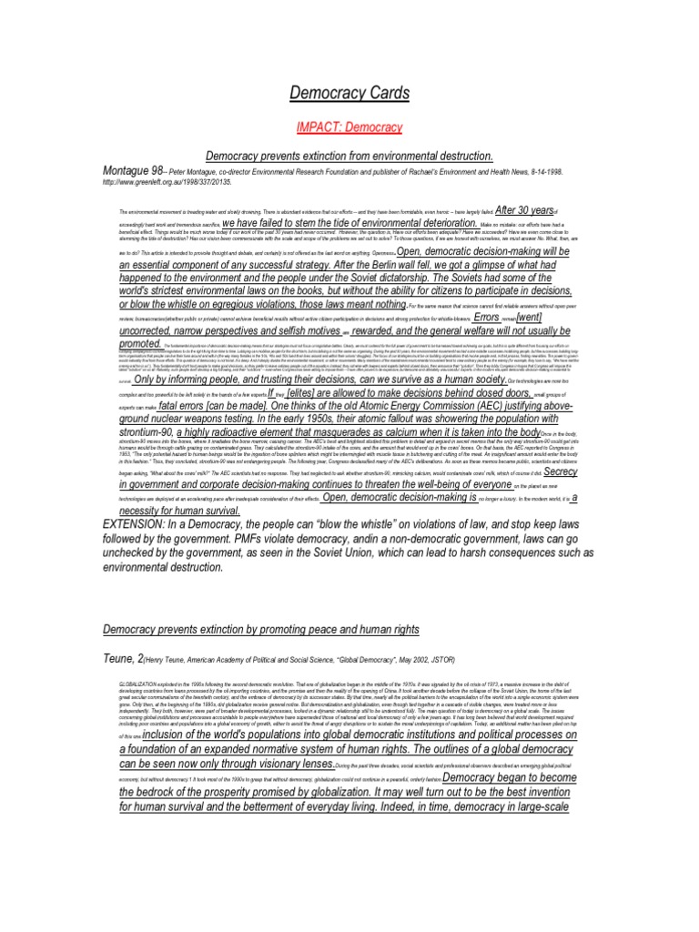 Democracy Cards LD Debate (March/April 2011) | PDF | United States ...