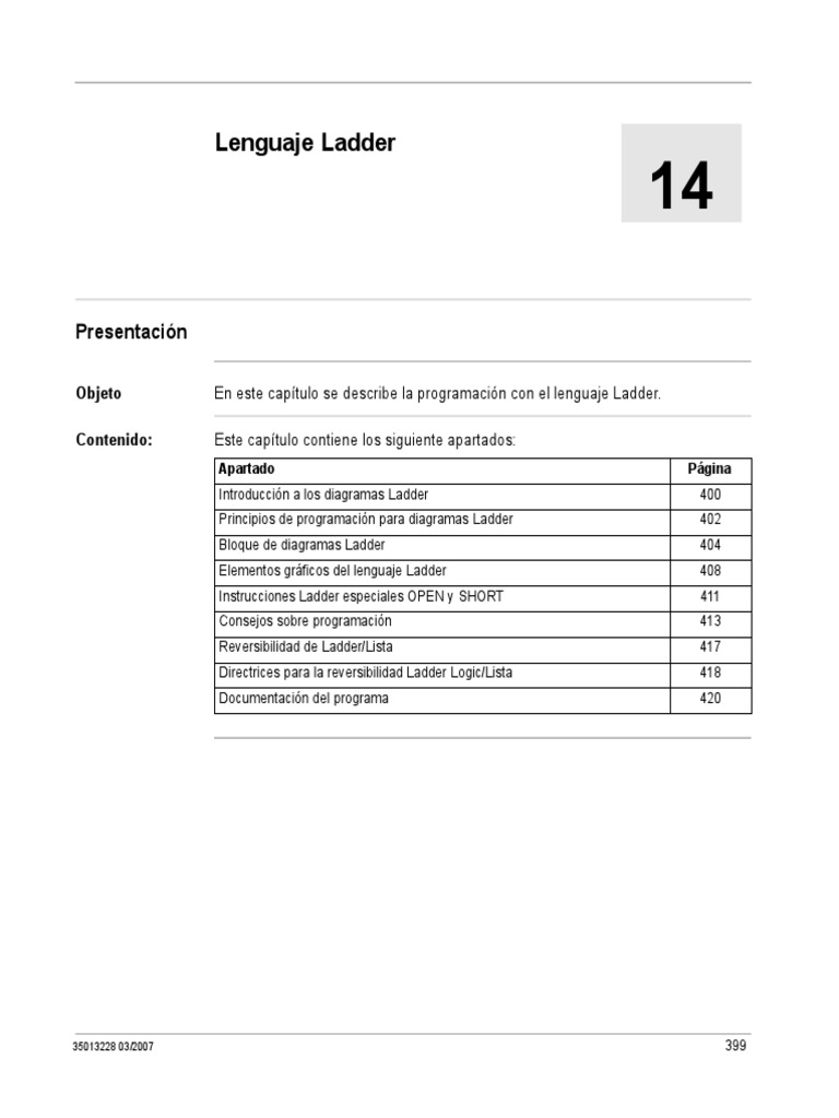 Lenguaje Ladder. Presentación. Objeto. en Este Capítulo Se Describe La ...