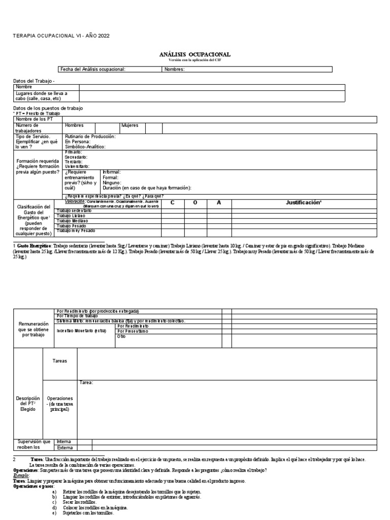 Ficha Analisis Ocupacional - Cif | PDF | Transporte | Entorno natural