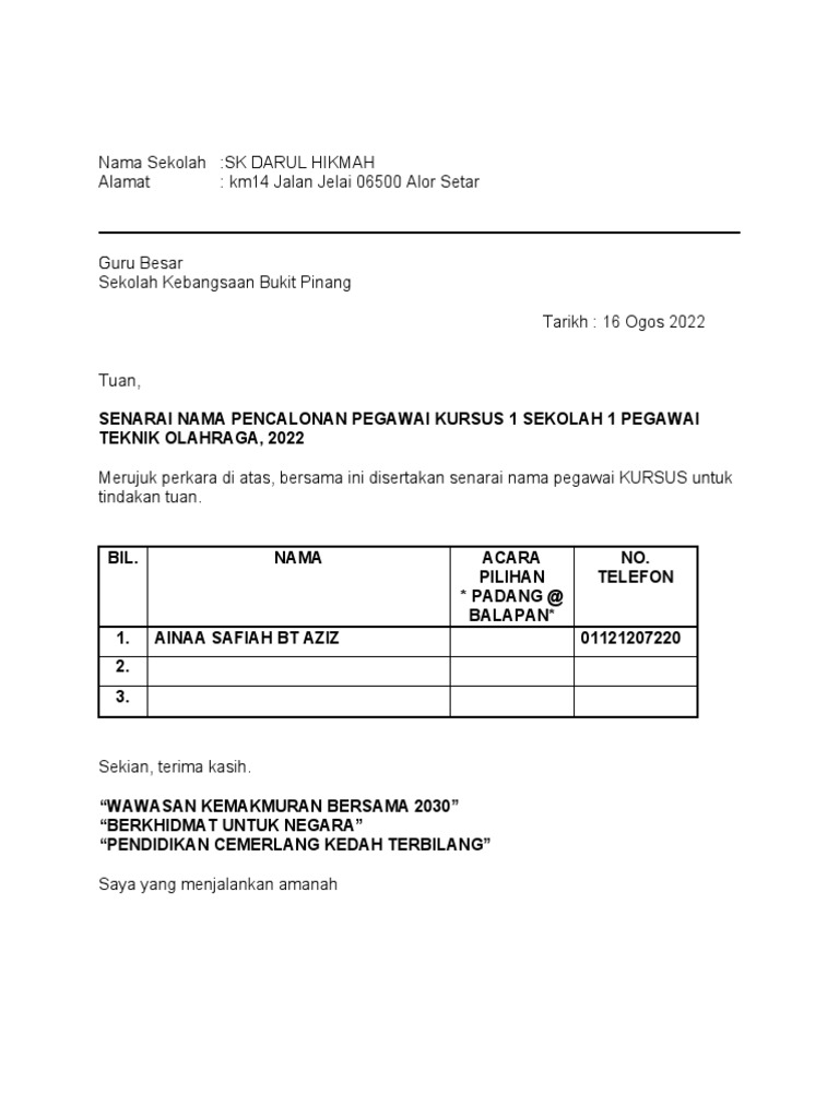 Borang Pencalonan Pegawai Pdf