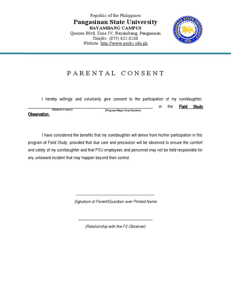 Parental-consent-FS-Observation 2 | PDF