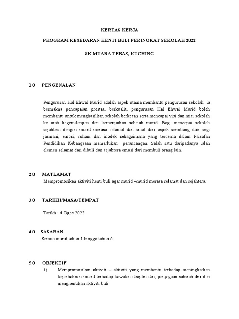 Kertas Kerja Buli | PDF