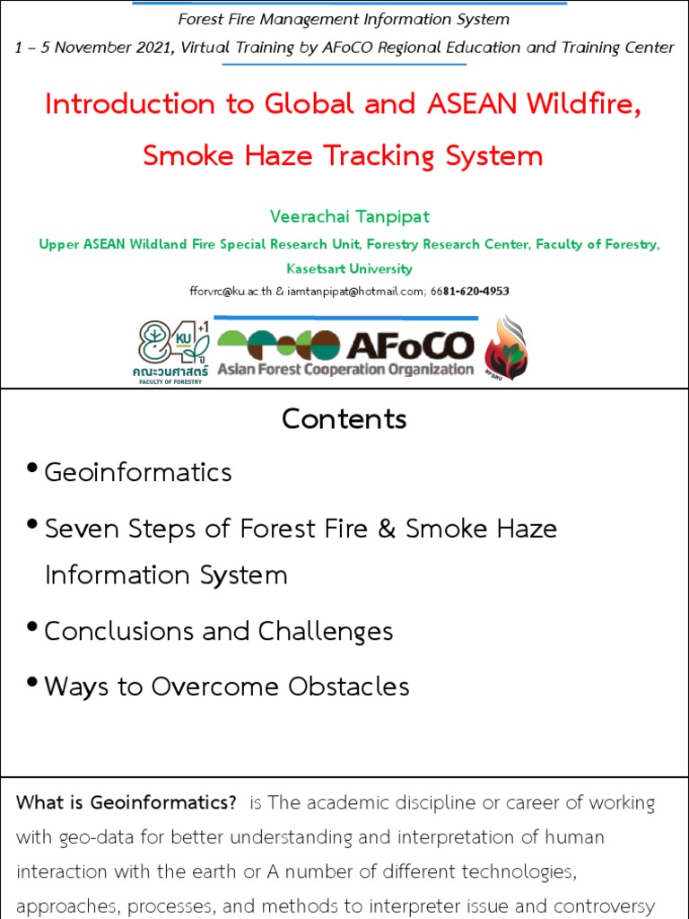 Lecture 2 Introduction To Global and ASEAN Wildfire, Smoke Haze Tracking System | PDF | Wildfire ...