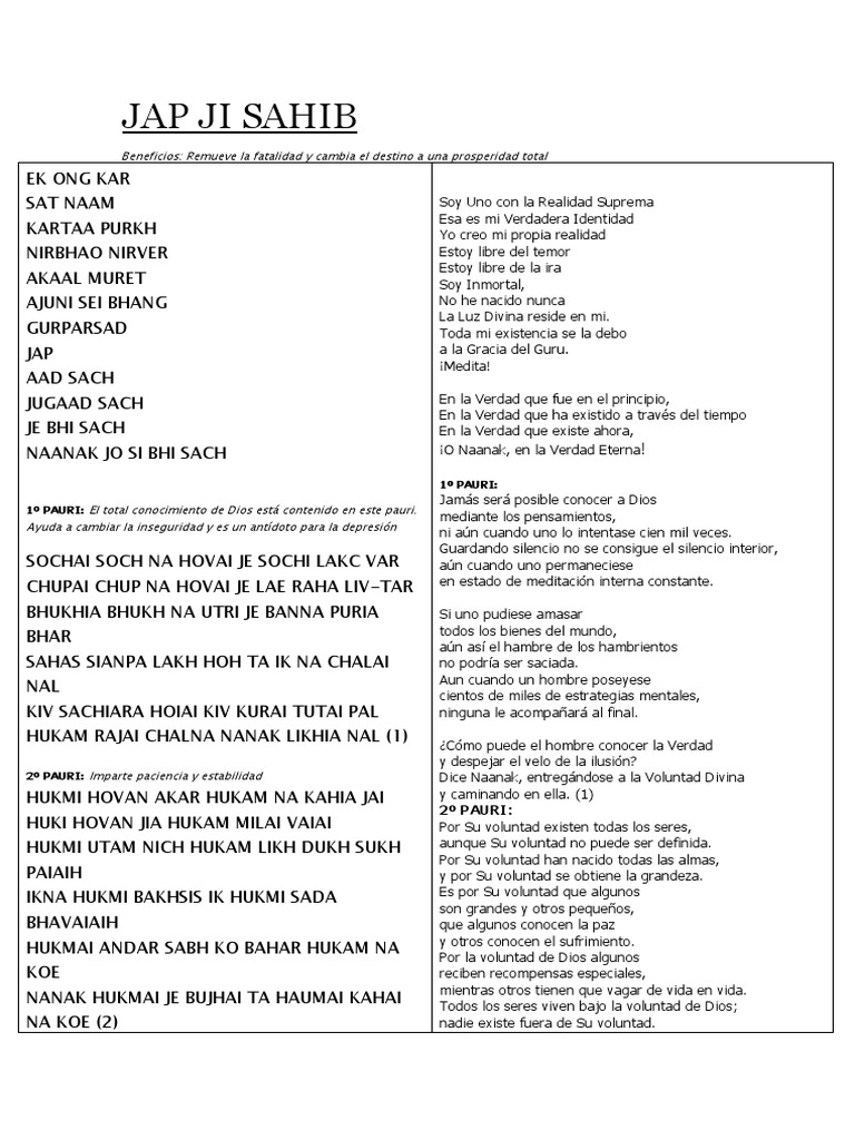 Japji Sahib | PDF | Creencia religiosa y doctrina | Religiones indias