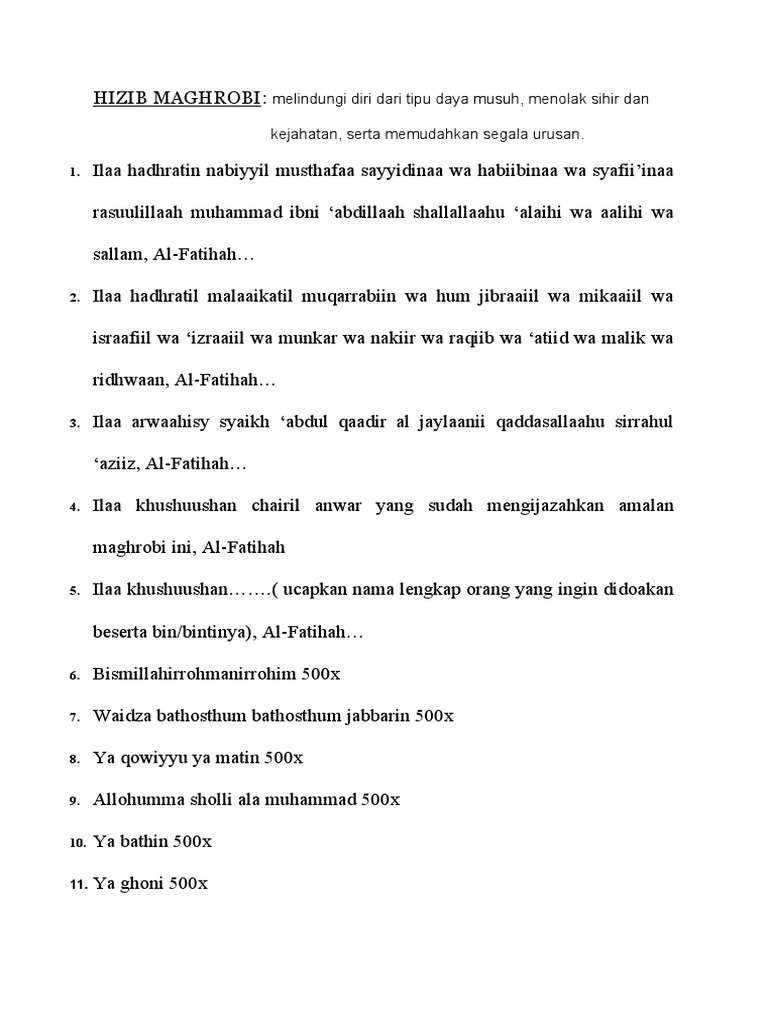 Hizib Maghrobi | PDF