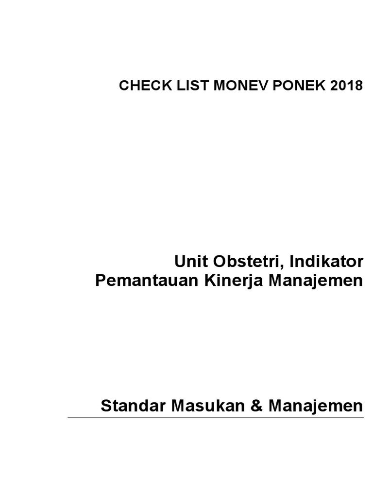 Checklist Monev PONEK | PDF