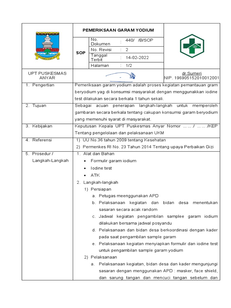 Pemeriksaan Garam Yodium di Masyarakat | PDF