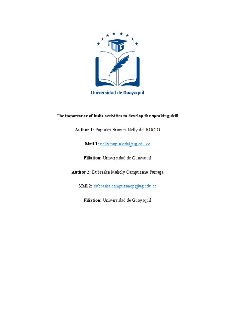 The Importance of Ludic Activities To Develop The Speaking Skill | PDF | Systematic Review ...