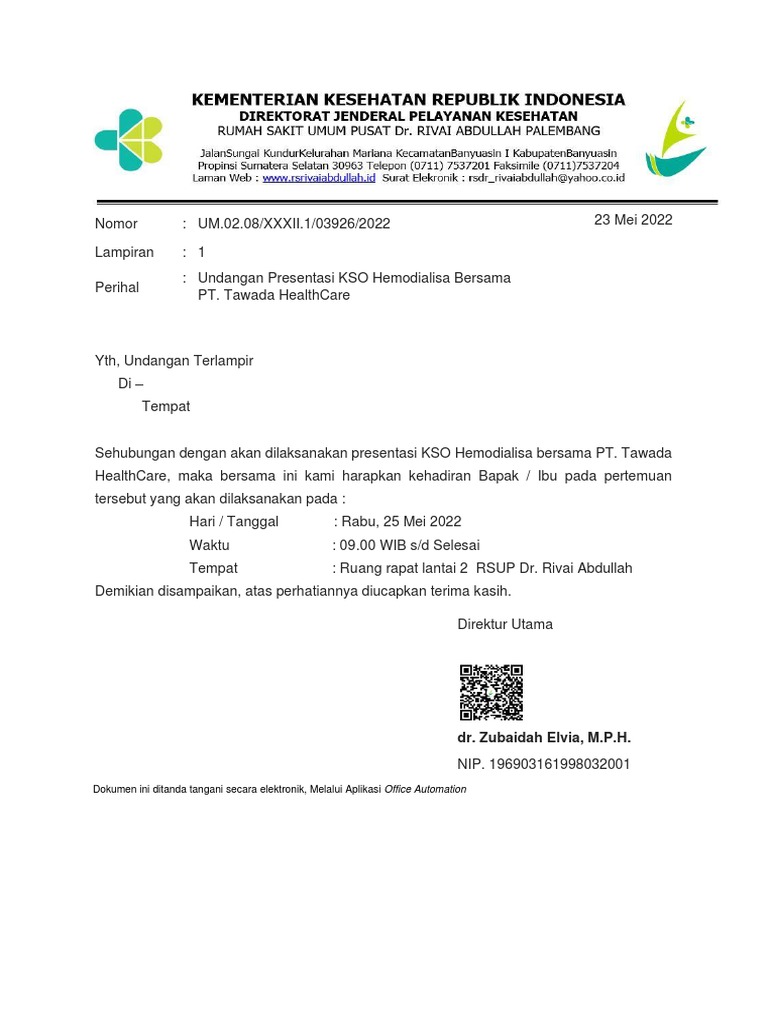 Undangan Presentasi KSO Alkes HD PT. THC | PDF