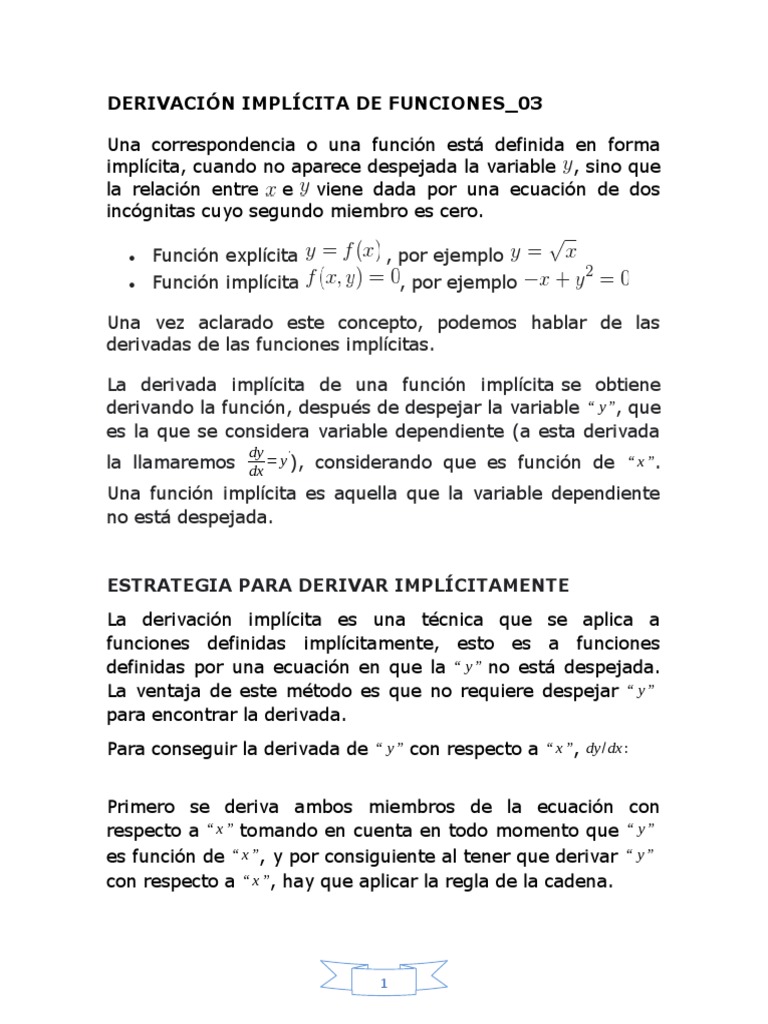 Derivación Implícita: Ejercicios y Ejemplos | PDF | Derivado | Logaritmo