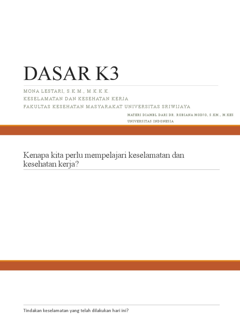 Dasar k3 Materi 1 | PDF