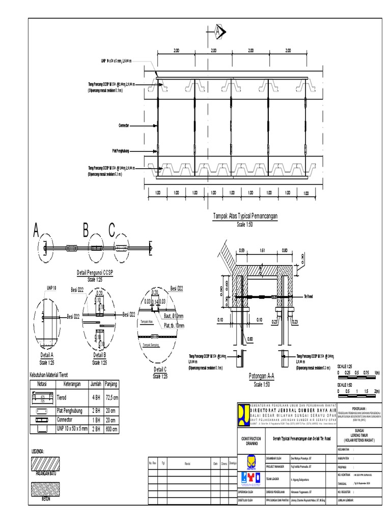 Denah Typical Pemancangan Dan Detail Tie Road | PDF