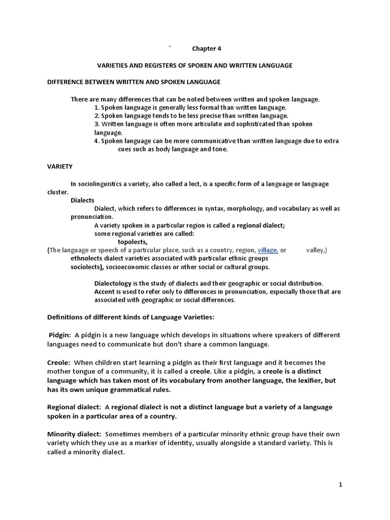 Language Varieties and Registers Explained | PDF | Dialect | English ...