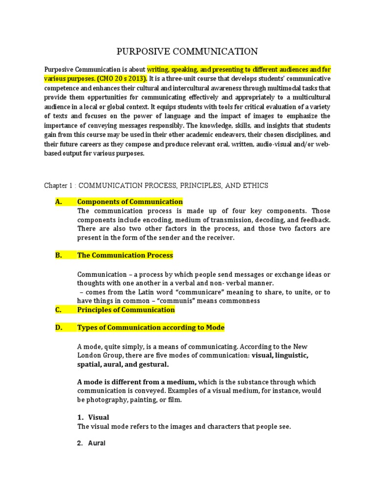 PURPOSIVE COMMUNICATION Notes | PDF