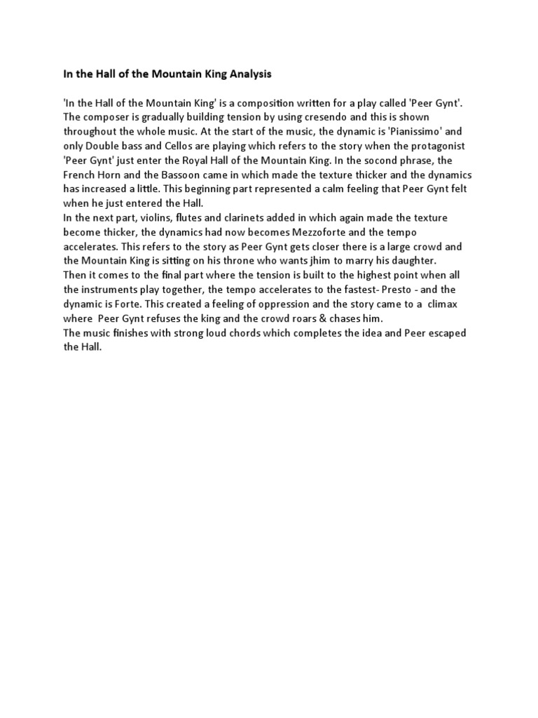 In The Hall of The Mountain King Analysis | PDF