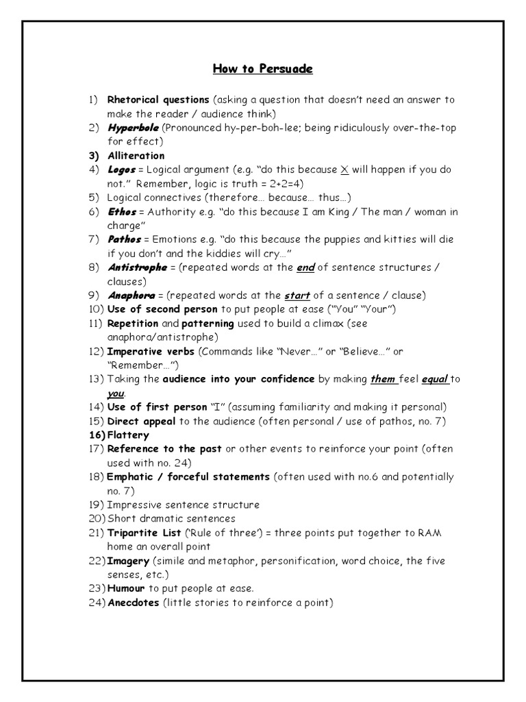 List of Persuasive Techniques | PDF