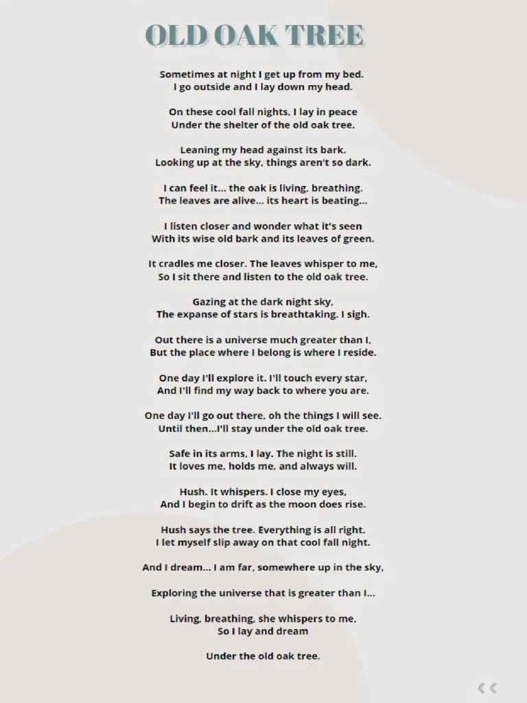 Poem - Old Oak Tree | PDF