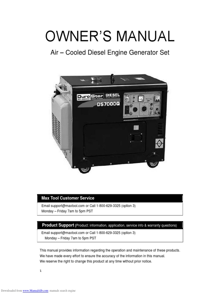 Owner'S Manual: Air - Cooled Diesel Engine Generator Set | PDF ...