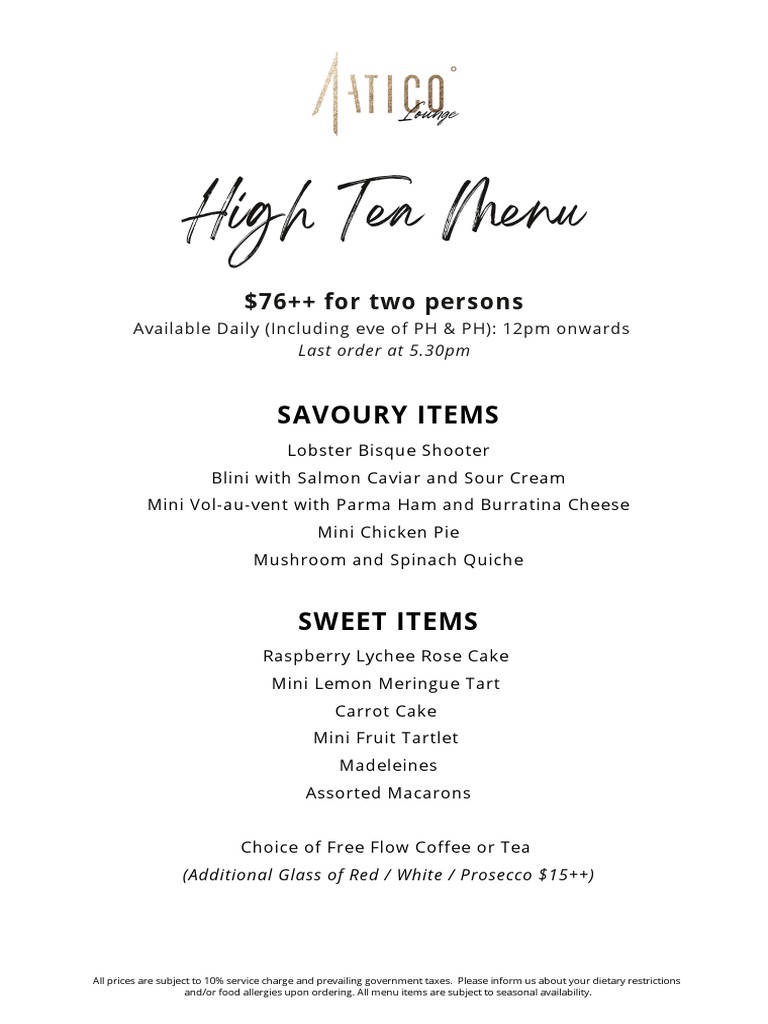 Atico Lounge Food Menu | PDF | Cakes | Foods