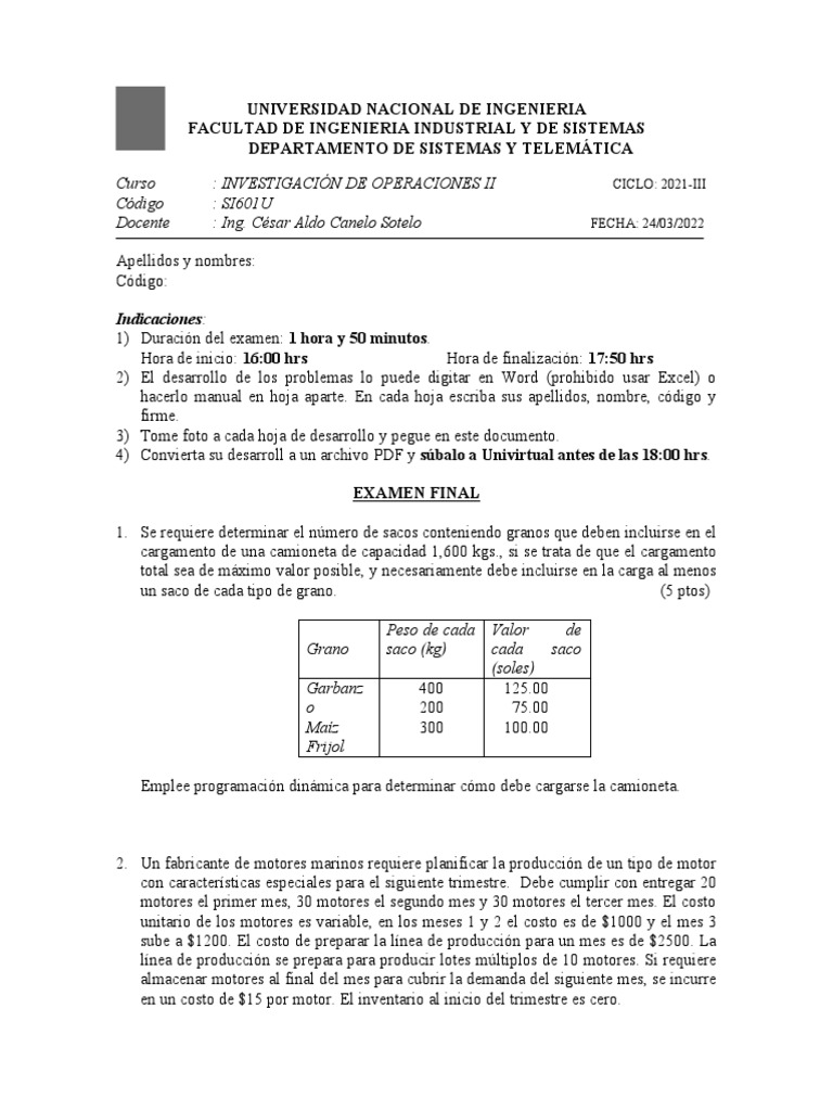SI601 ExF 21III | PDF | Inventario