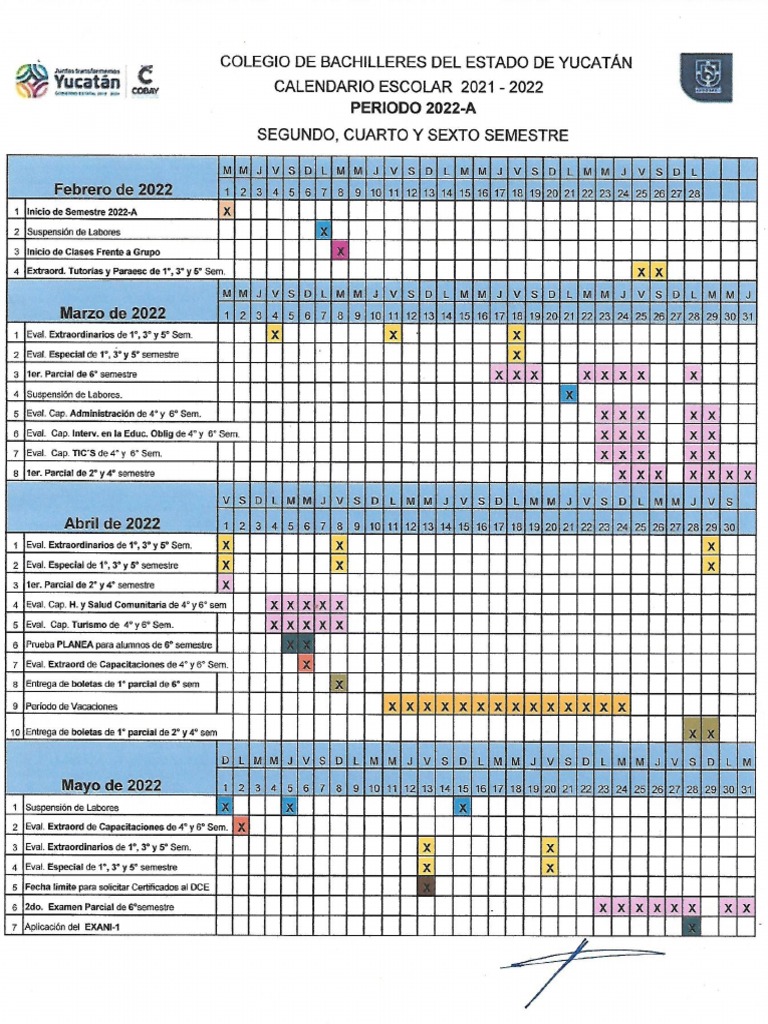 Calendario Escolar 2022-A | PDF