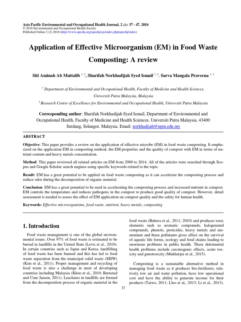 Application of Effective Microorganism E | PDF | Compost | Decomposition