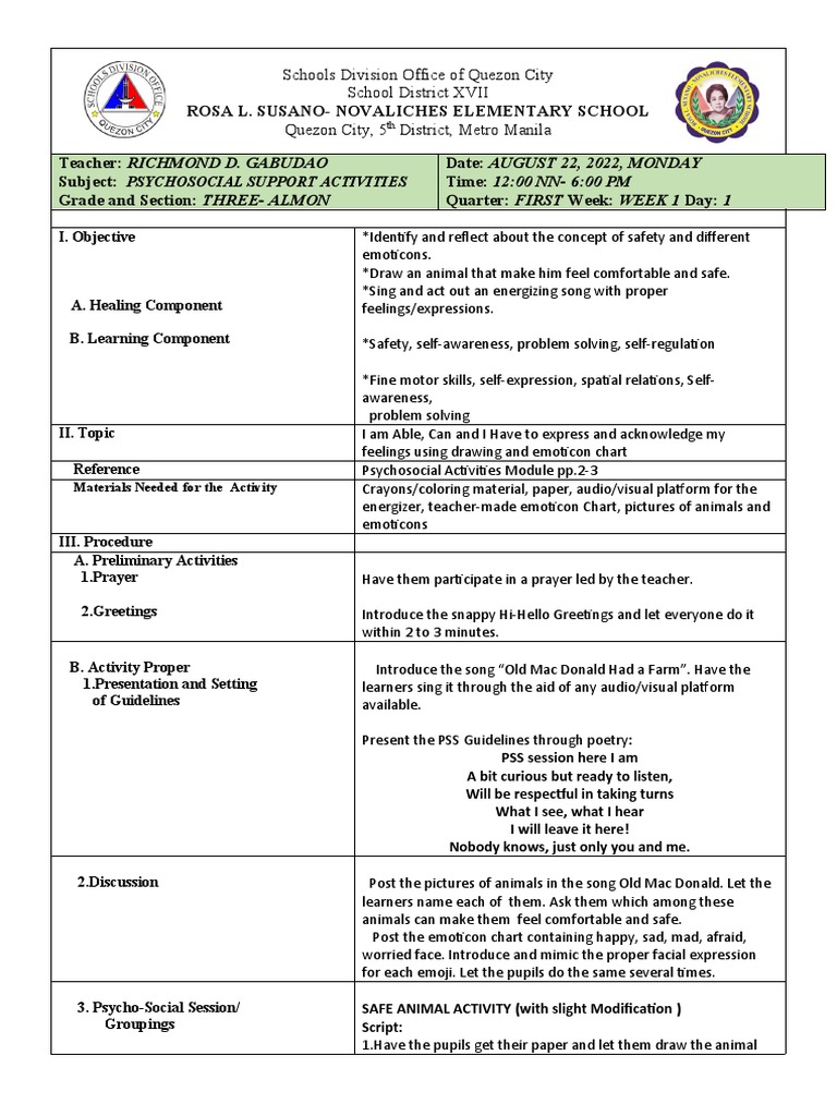 LP Psychosocial-Support Days-1-2 Week-1 Q1 | PDF | Learning ...