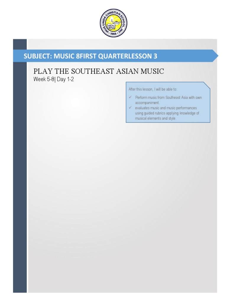 G8 Music Lesson-3 | PDF | Performing Arts | Musical Instruments